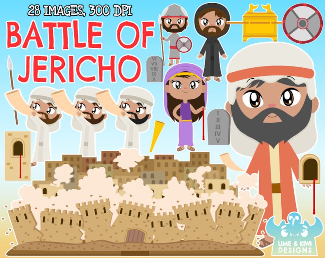 Joshua and the Battle of Jericho Clipart, Black and White, Digital ...