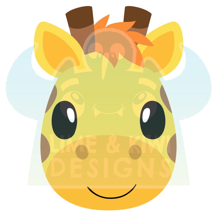 Jungle Animal Faces Clipart Instant Download Elephant - Etsy