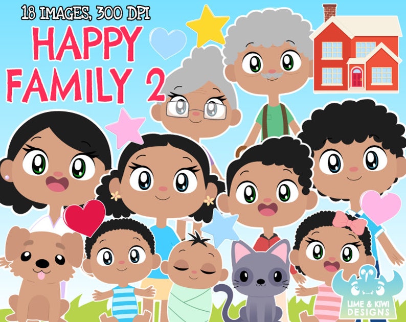 Happy Family 2 Clipart Instant Download Vector Art - Etsy