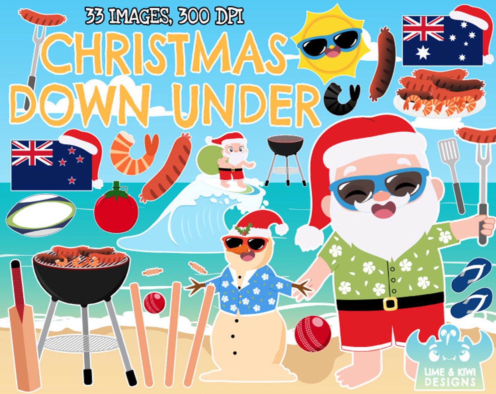 Christmas Down Under Clipart Instant Download Vector Art - Etsy UK
