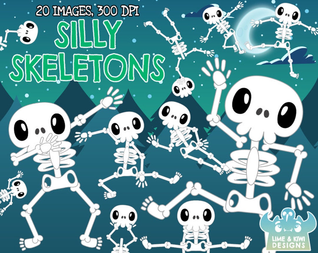 Silly Skeletons Clipart, Instant Download Art, Commercial Use Clip Art ...