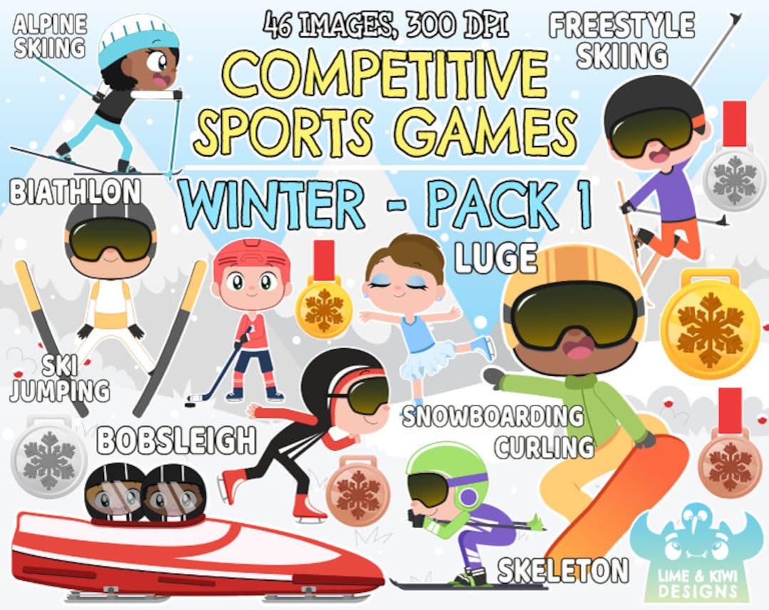 Competitive Sports Games - Winter Pack 1 Clipart, Black and White ...