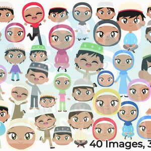 Islamic/muslim Kids Clipart, Black and White, Digital Stamps ...