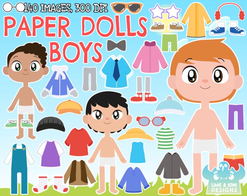Paper Dolls Boys clipart Instant Download Vector Art | Etsy