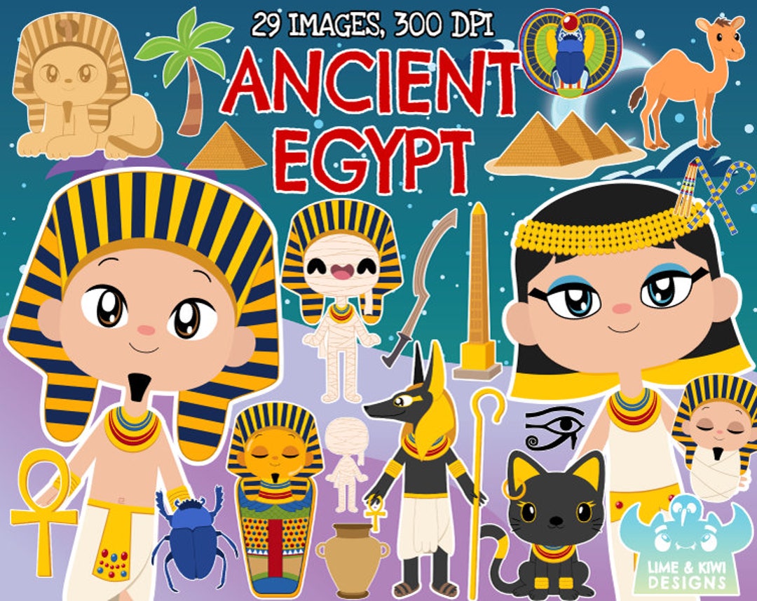 Ancient Egypt Clipart, Black and White, Digital Stamps, Pharaoh ...