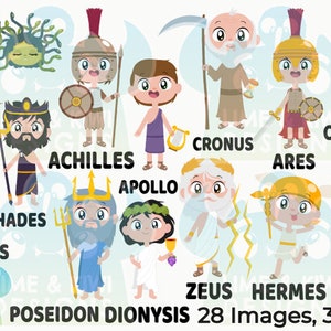Greek Mythology Characters - Males Clipart, Black and White, Digital ...