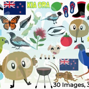 New Zealand/kiwiana Clipart, Black and White, Digital Stamps ...
