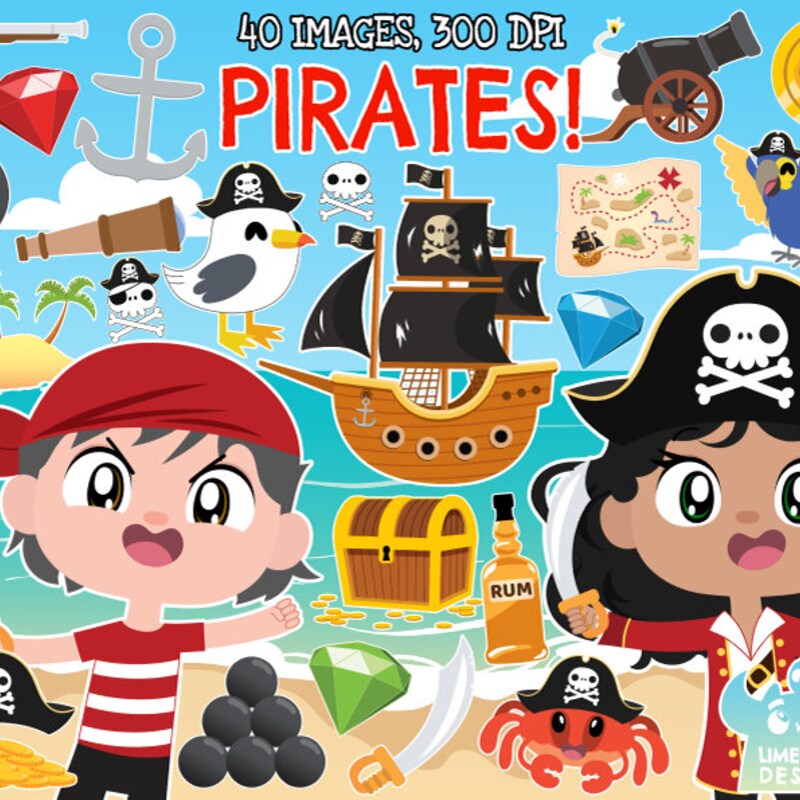 Pirate Waves Clipart - Etsy