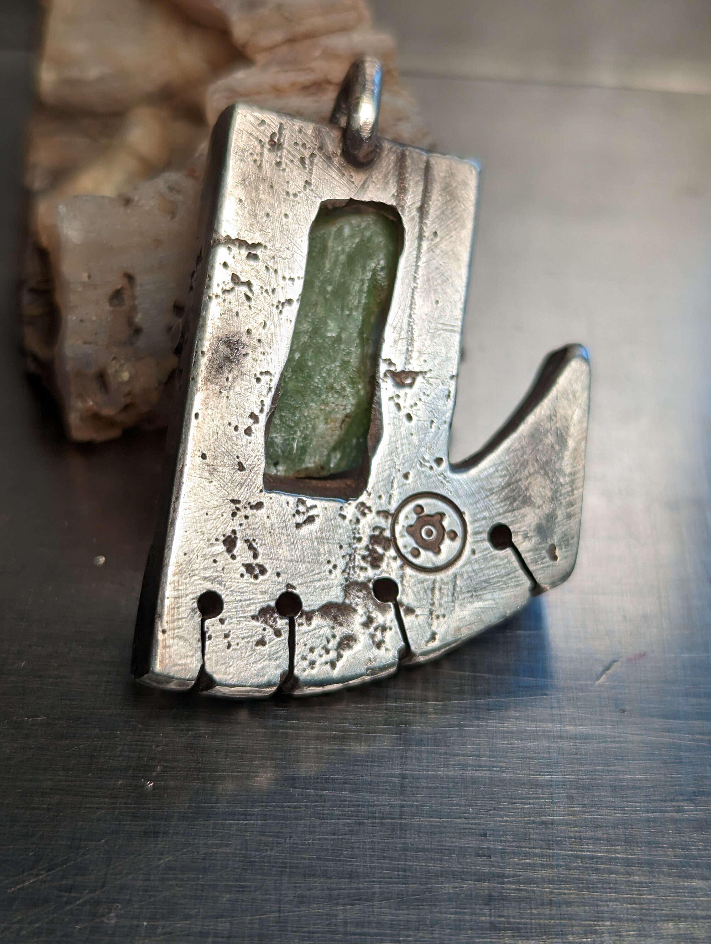 Raw Peridot Crystal Sand Cast Silver Pendant - Etsy