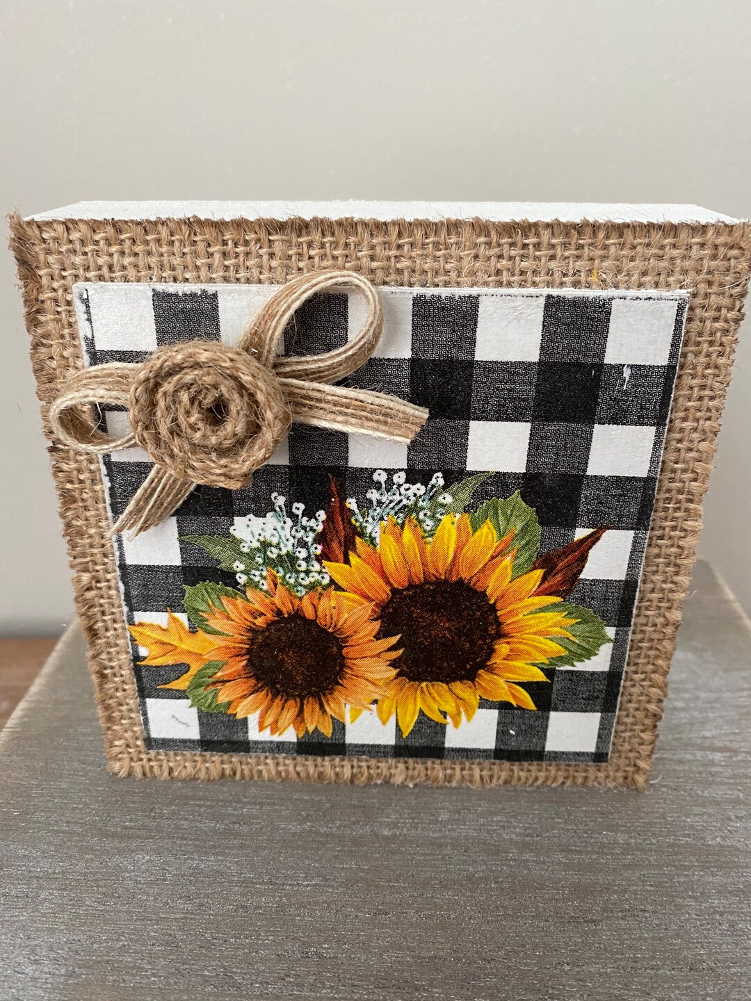 Sunflower Shelf Sitter, 2-sided Shelf Sitter, Tiered Tray Decor ...