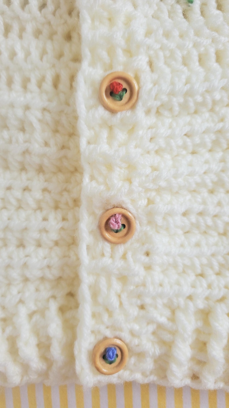 Hand Crocheted Embroidered Tulip Baby Cardigan (available in Many ...
