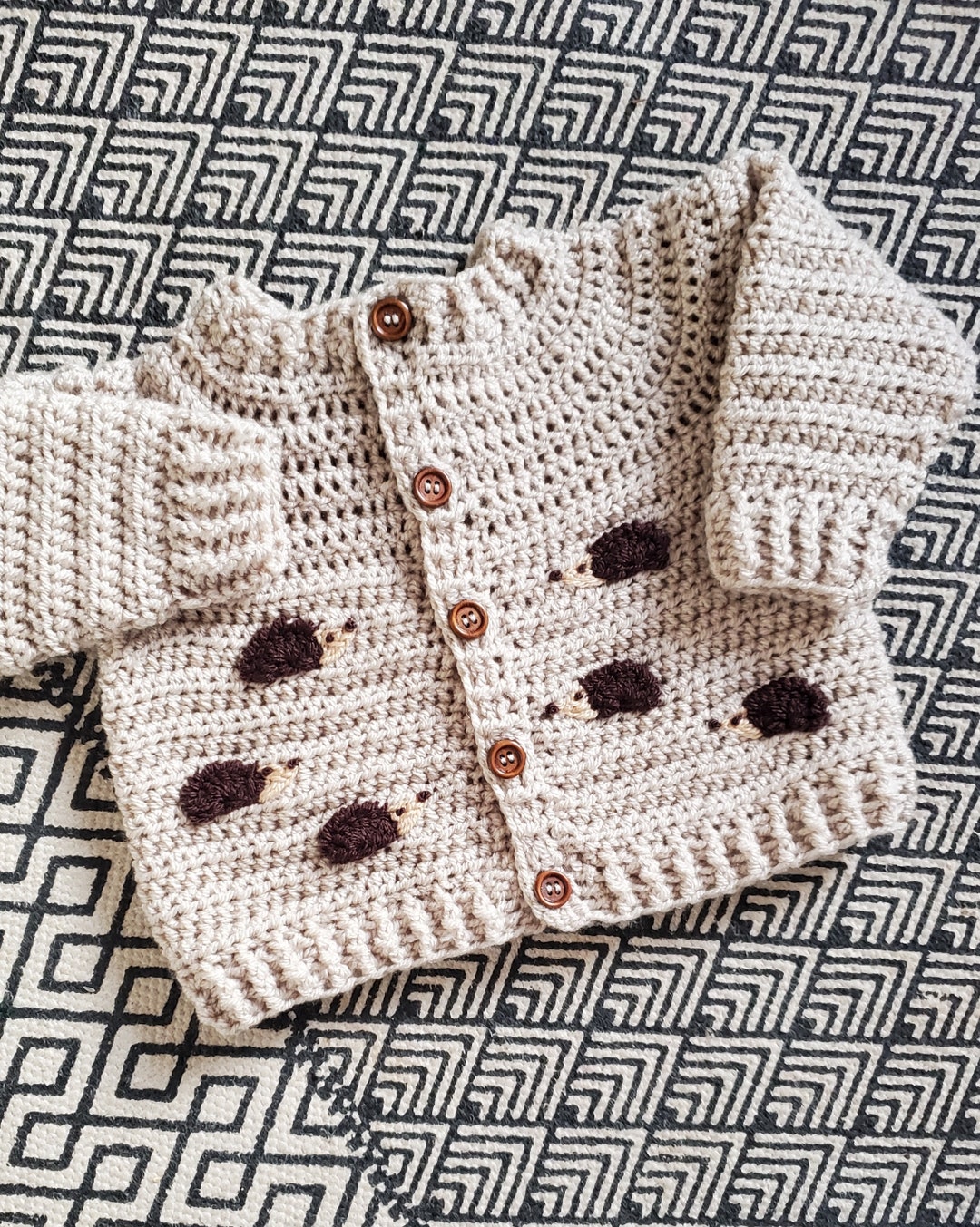 Embroidered Hedgehog Hand Crocheted Baby Cardigan - Etsy