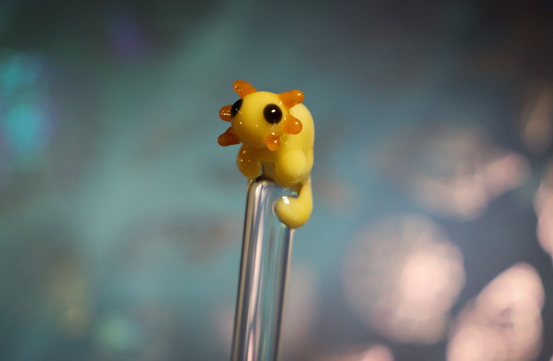 Axolotl Glass Stir Stick Reusable Custom Handcrafted - Etsy