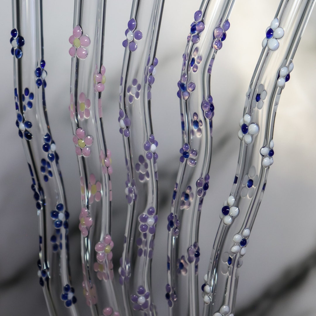 Wavy Flower Glass Straw - Etsy