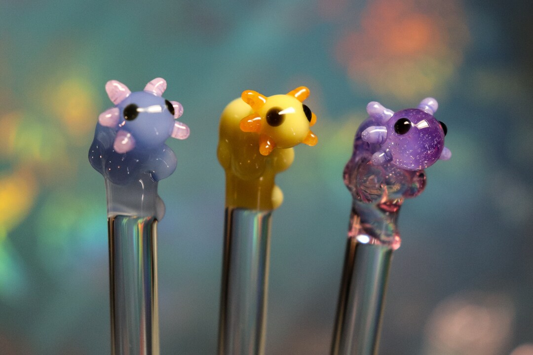 Axolotl Glass Stir Stick, Reusable Custom Handcrafted Glassware - Etsy