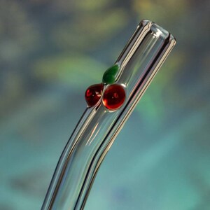 Set of 2 Cherry Glass Drinking Straws - Etsy