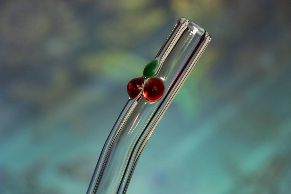 Set of 2 Cherry Glass Drinking Straws - Etsy