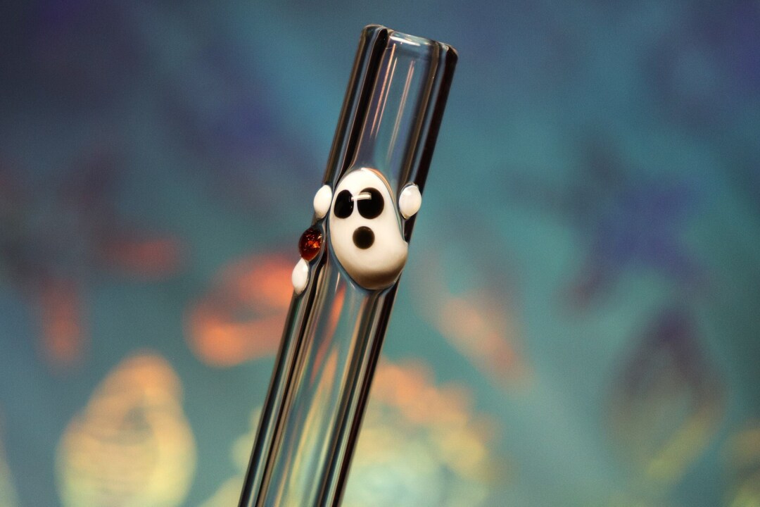 Ghost With a Mushroom Glass Drinking Straw - Etsy