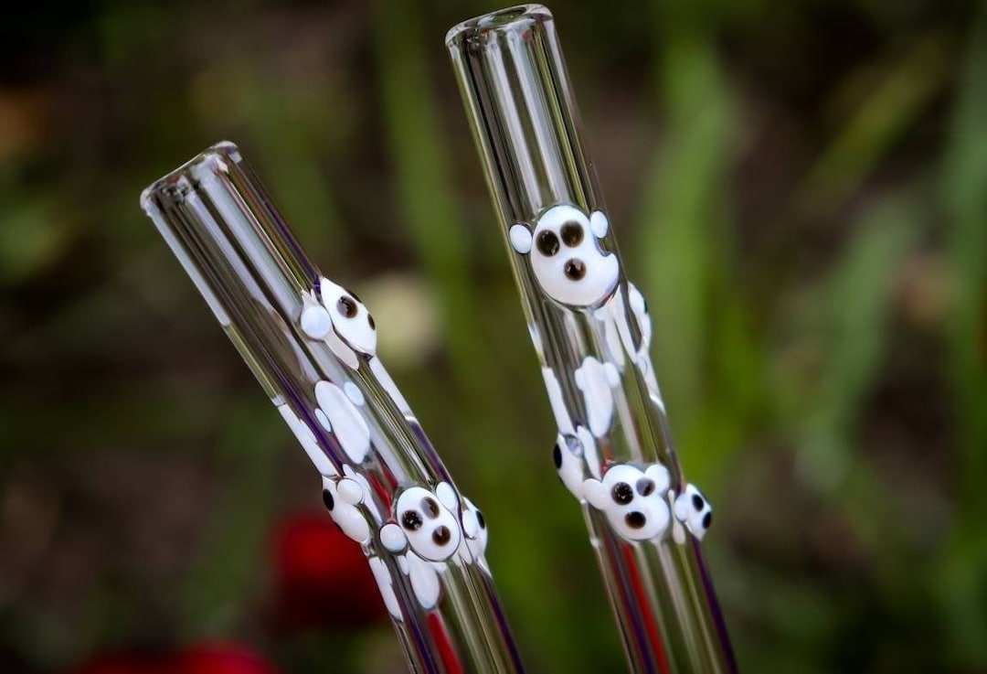 Swirl of Ghosts Glass Drinking Straw With Carrying Case and Brush - Etsy