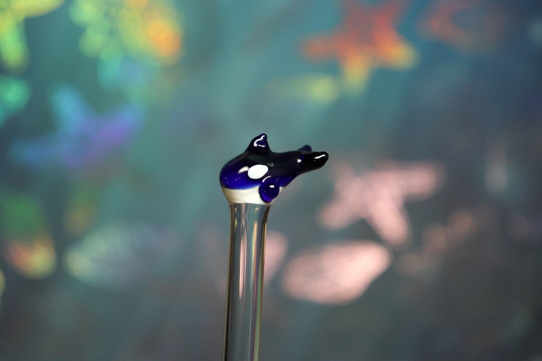 Orca Glass Stir Stick, Reusable Custom Handcrafted Glassware - Etsy