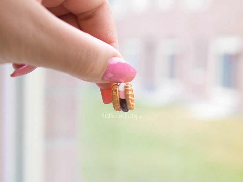 Neapolitan Waffle Ice Cream Sandwich Charm, Handmade, Polymer Clay ...