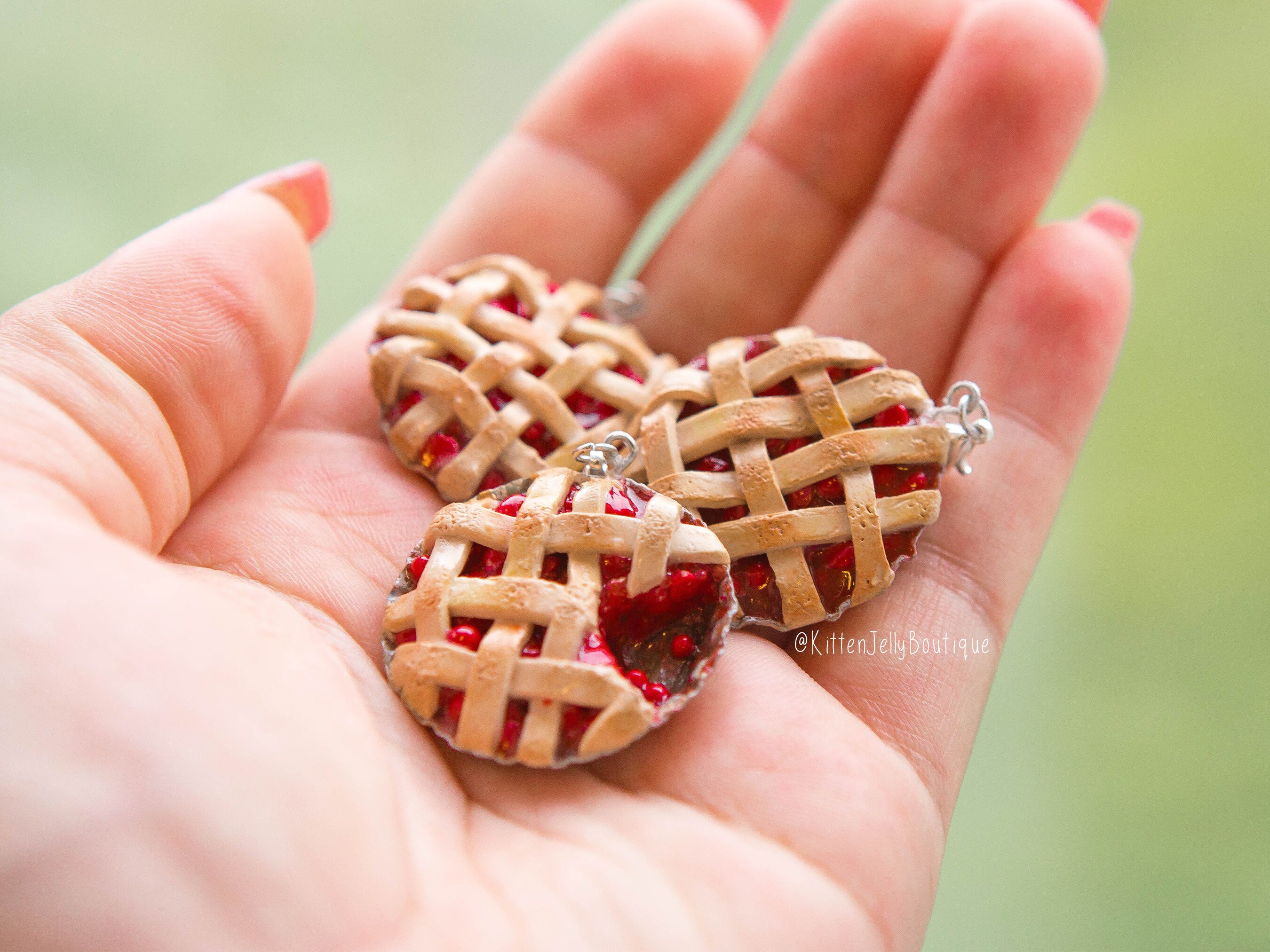 Handmade Cherry Pie Charm: Polymer Clay Miniature Food Keychain - Etsy