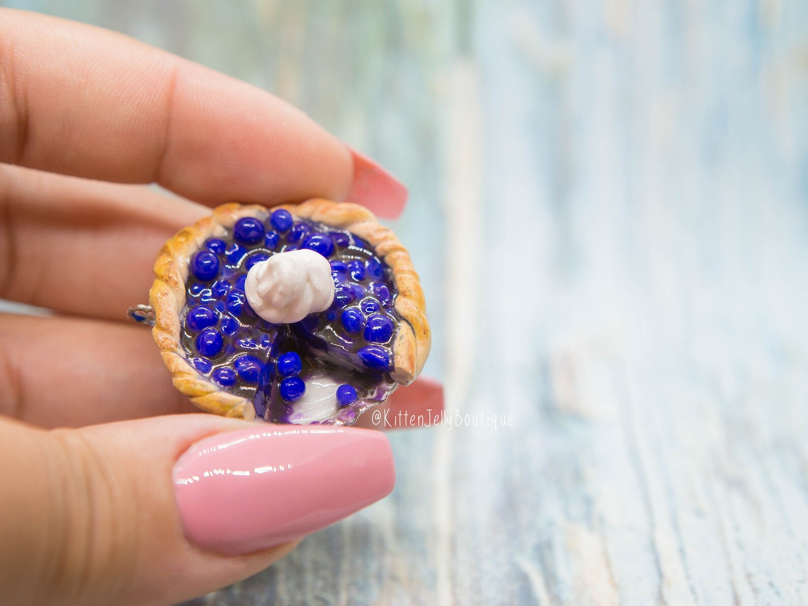 Blueberry Pie Charm Handmade Polymer Clay Miniature Food - Etsy