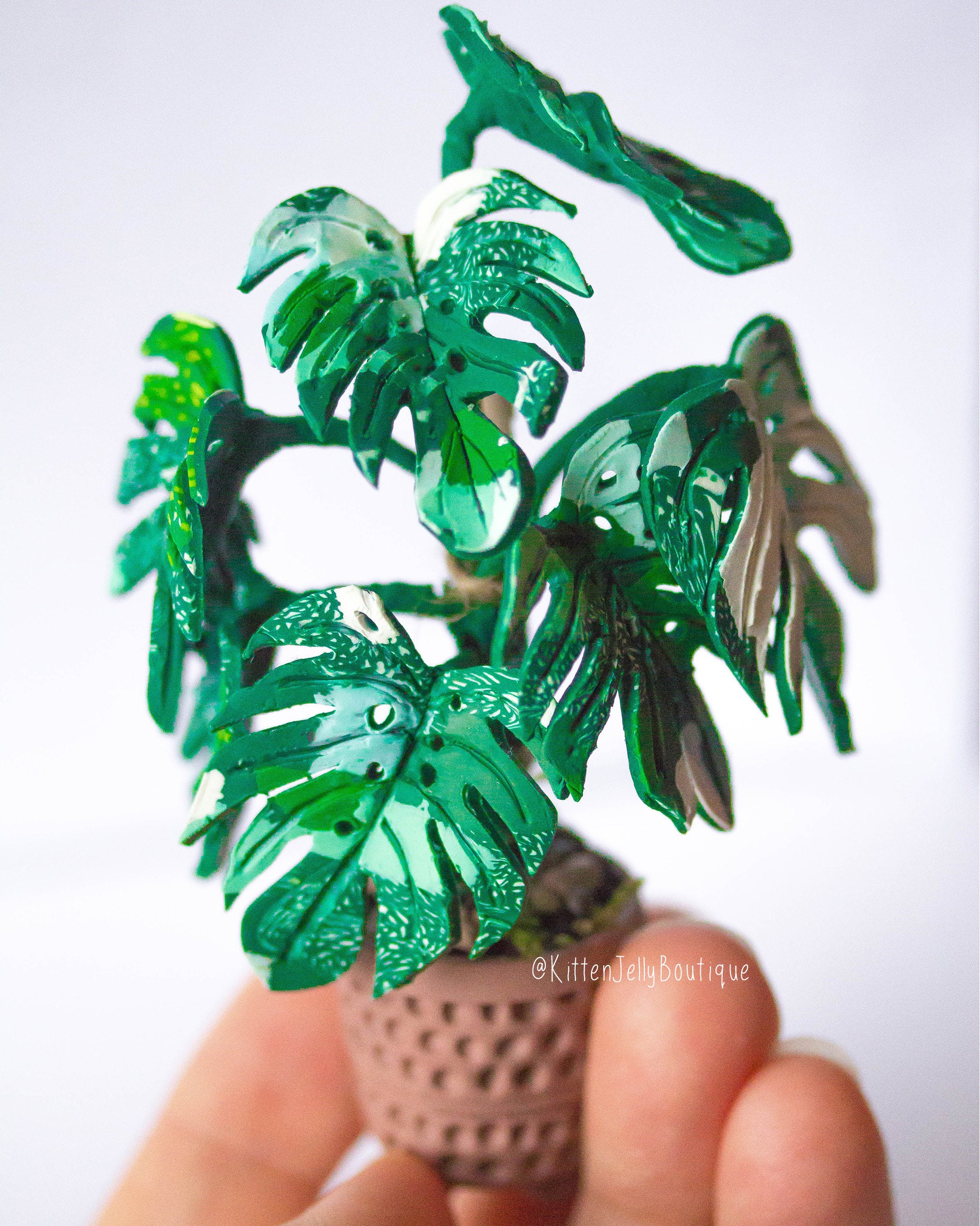 Blue Monstera Variegata Handmade Polymer Clay Miniature | Etsy