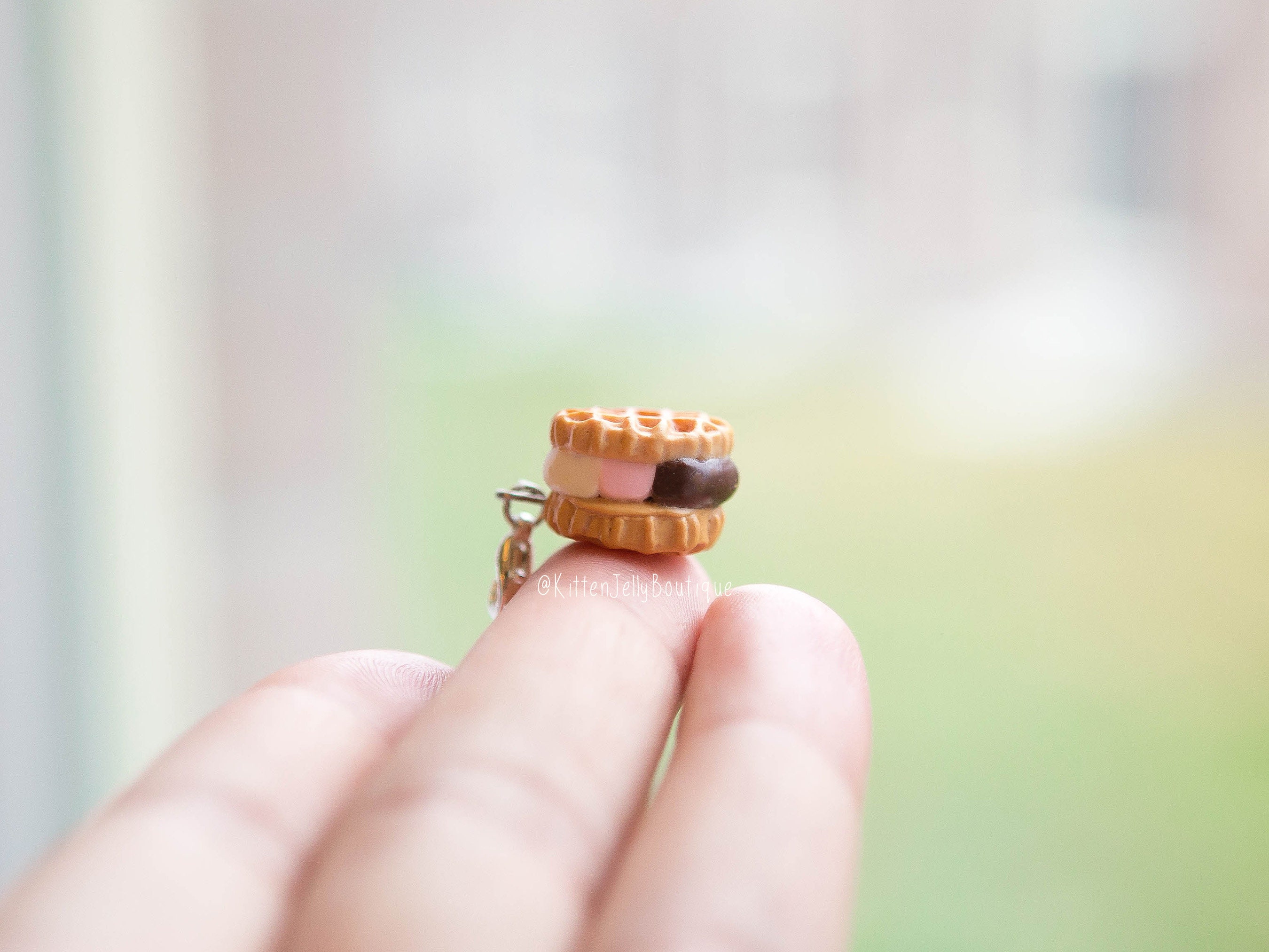 Neapolitan Waffle Ice Cream Sandwich Charm, Handmade, Polymer Clay ...