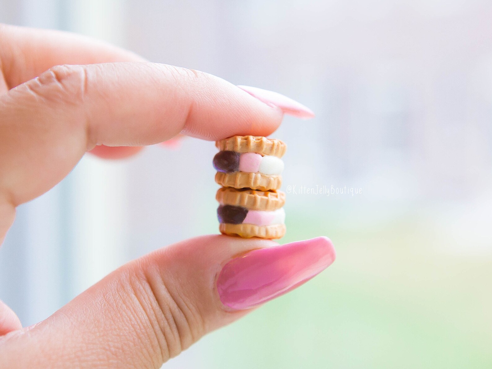 Neapolitan Waffle Ice Cream Sandwich Charm, Handmade, Polymer Clay ...