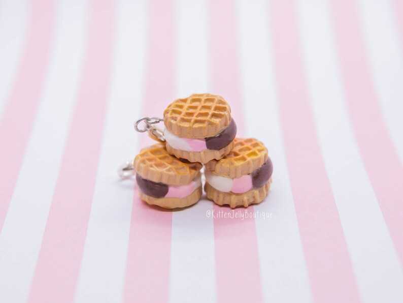 Neapolitan Waffle Ice Cream Sandwich Charm, Handmade, Polymer Clay ...