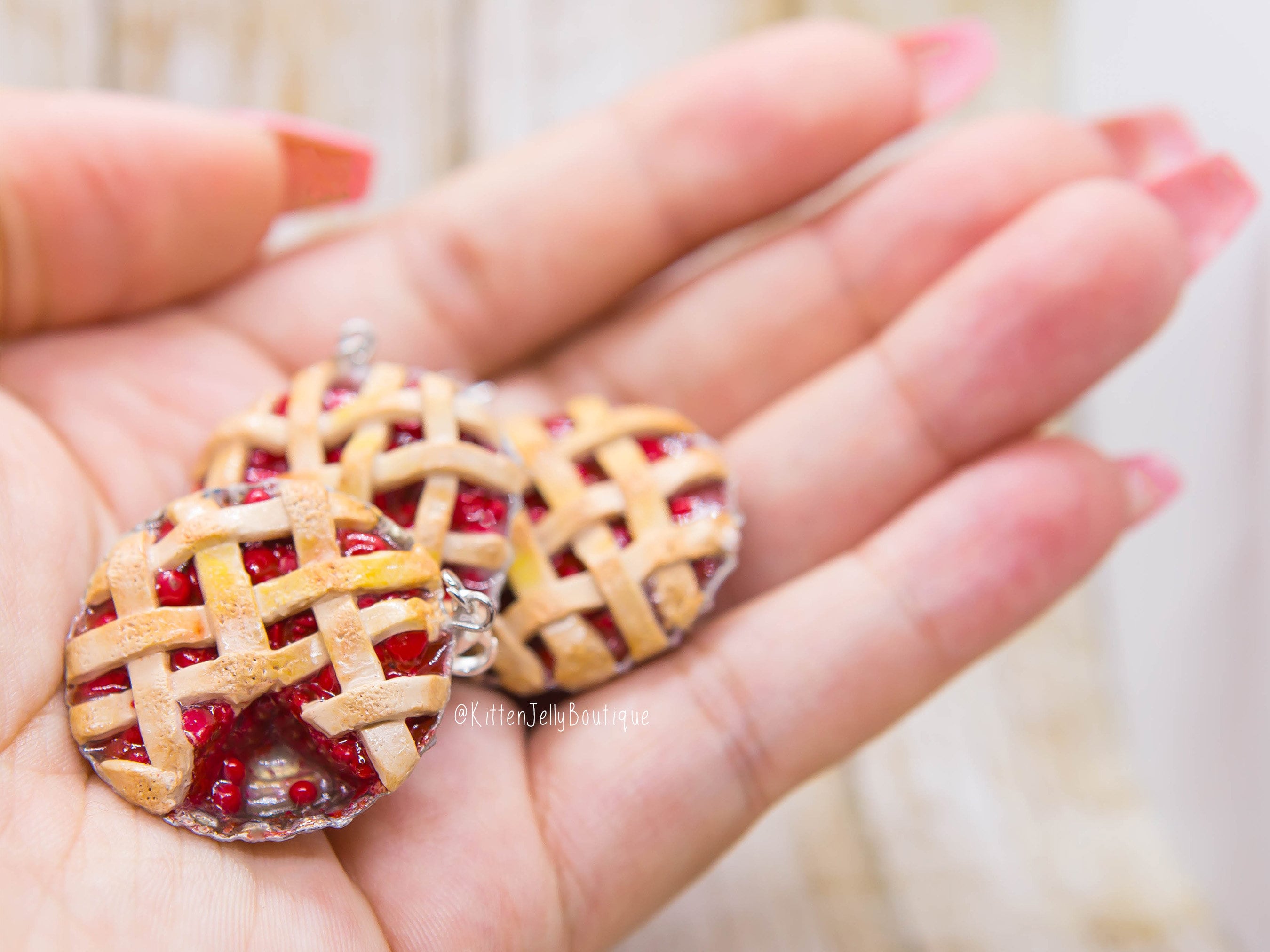 Handmade Cherry Pie Charm: Polymer Clay Miniature Food Keychain - Etsy