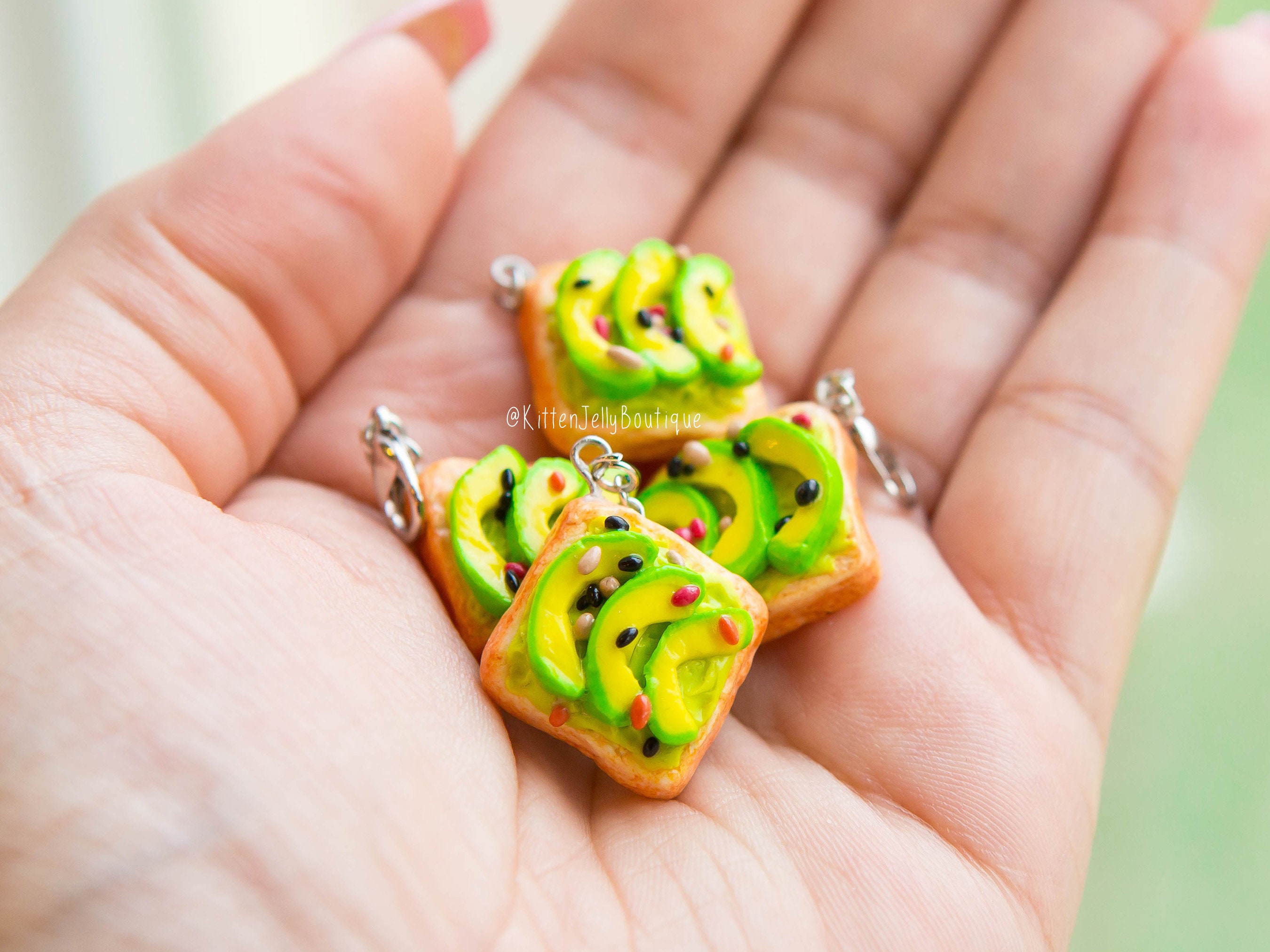 Avocado Toast Charm Handmade Polymer Clay Miniature Food | Etsy