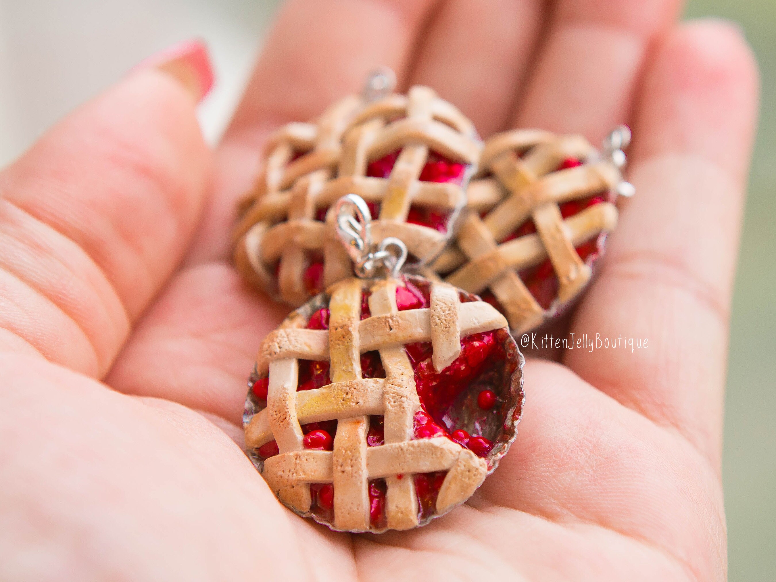 Handmade Cherry Pie Charm: Polymer Clay Miniature Food Keychain - Etsy