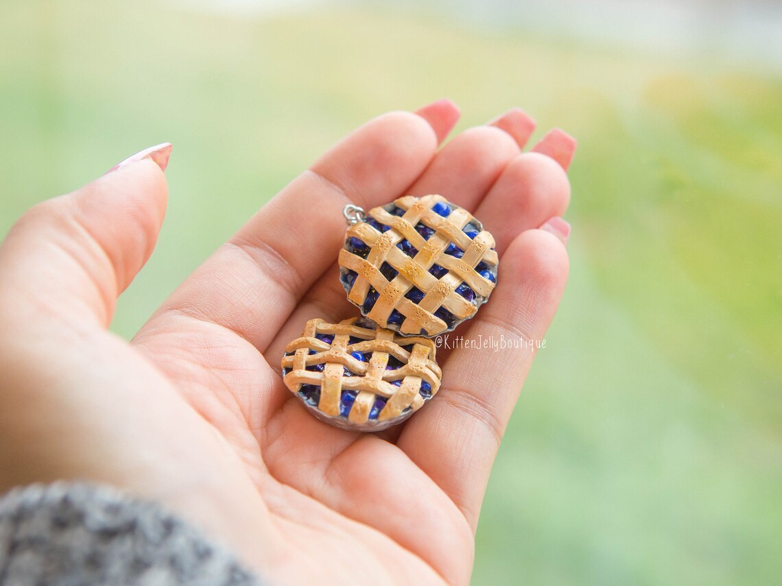 Blueberry Pie Charm Handmade Polymer Clay Miniature Food | Etsy