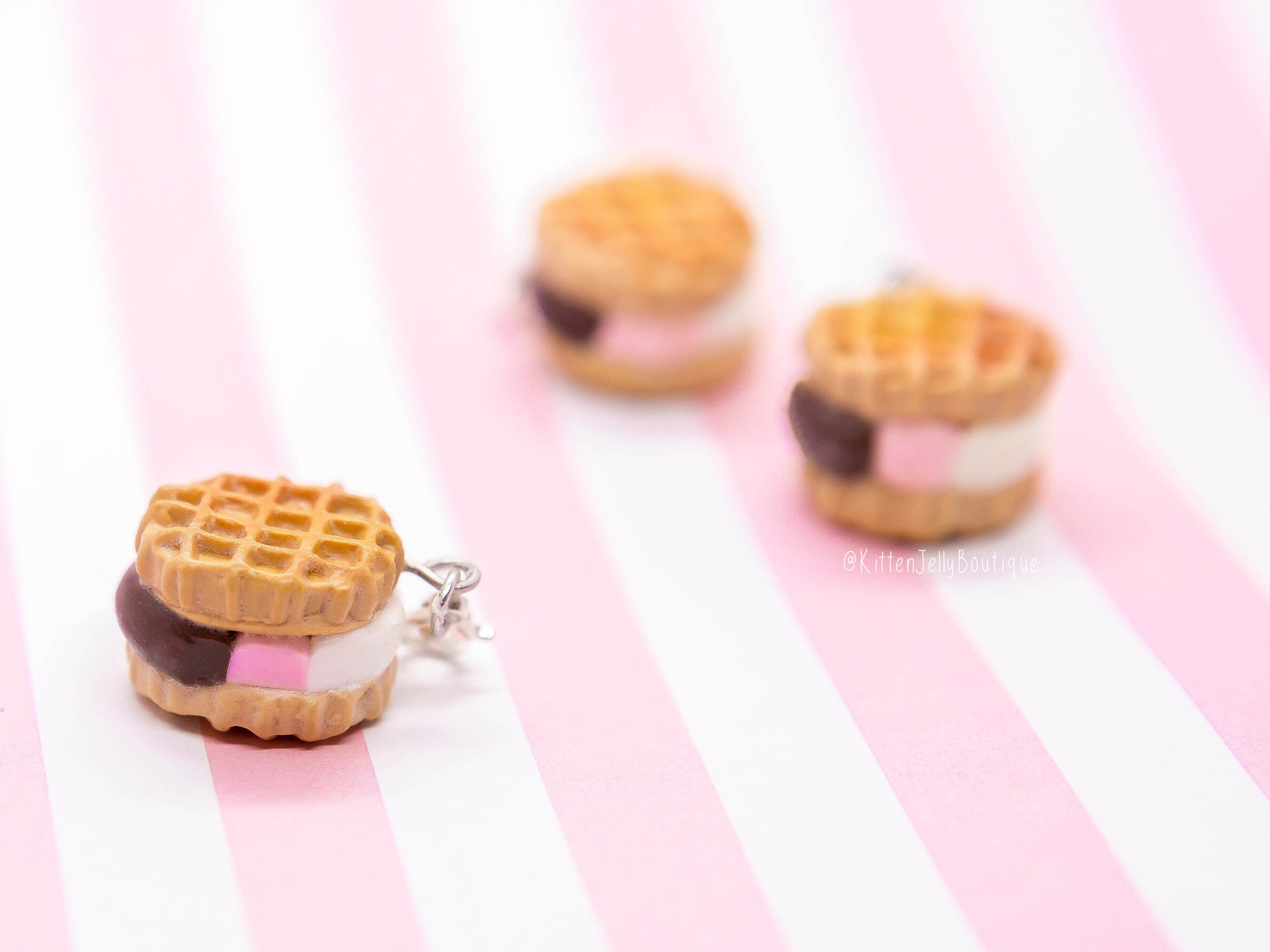 Neapolitan Waffle Ice Cream Sandwich Charm, Handmade, Polymer Clay ...