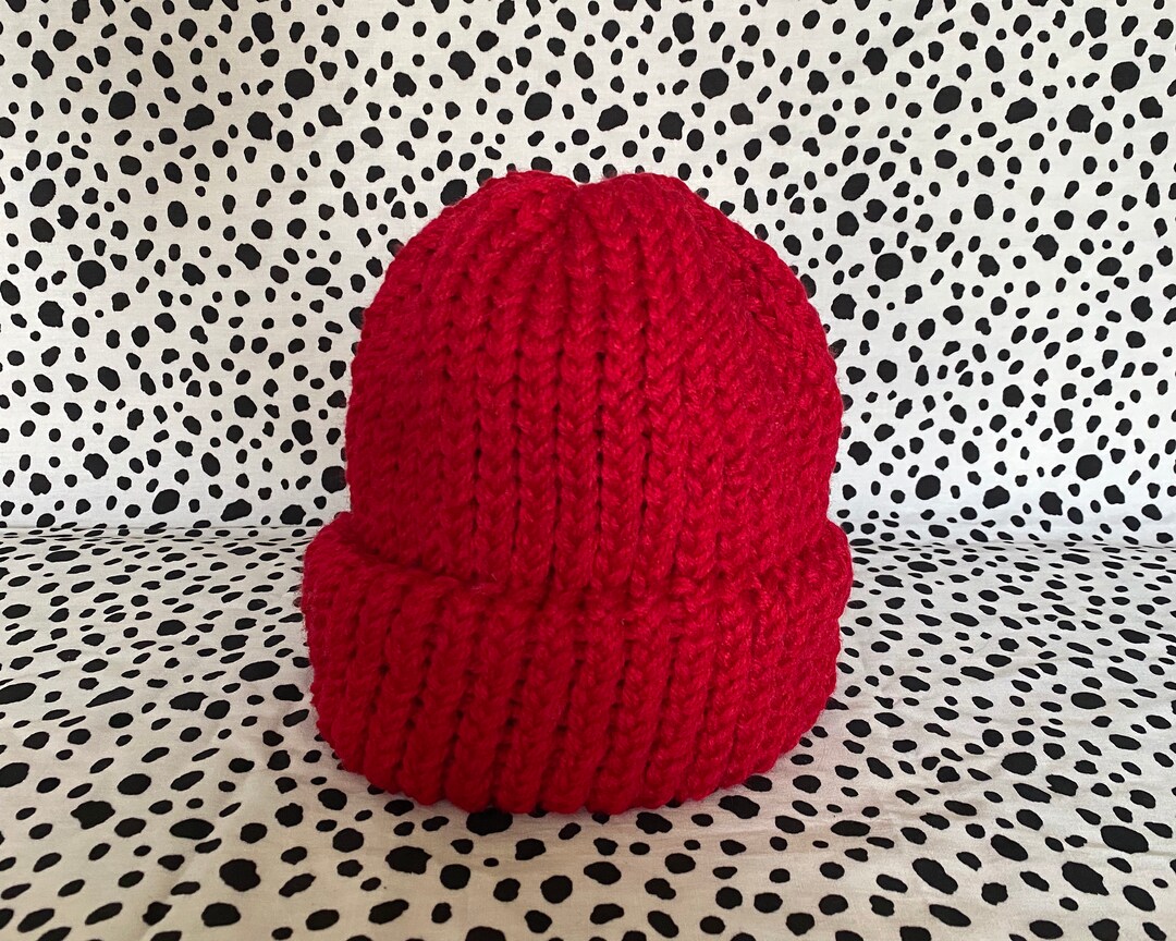HANDMADE Red Wool Beanie Hat. - Etsy