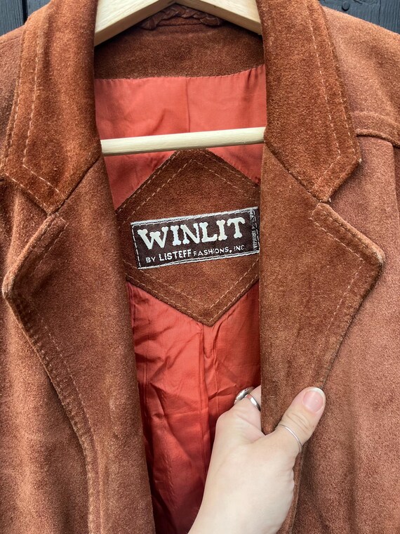1970s 1980s Winlit Suede Western Jacket Rust Brown Le… - Gem