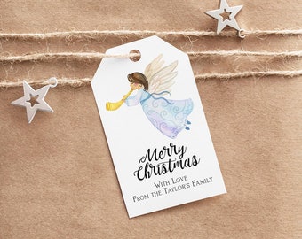 Angel Christmas Gift Tag Label Religious Christmas Stickers - Etsy
