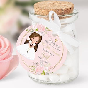 First Communion Favor Tags Girl, Printable Tags, Communion Girl, Thank ...