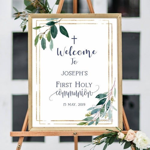 First Communion Boy Welcome Sign 1st Communion Poster | Etsy