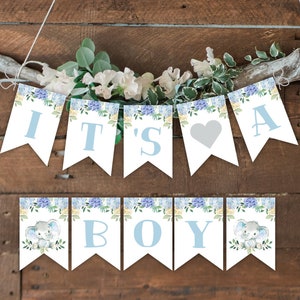 Banner It's a Boy Elephant Baby Shower, Baby Shower Decoration ...