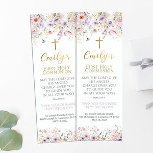 Wildflower First Holy Communion Bookmark, Printable Bookmark, Girl ...