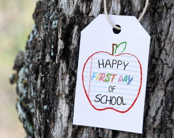 Back to School Printable Gift Tags Happy First Day of School | Etsy