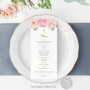 First Communion Menu Editable, Girl First Holy Communion, Siblings ...