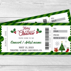 CHRISTMAS Gift Surprise Concert Ticket Surprise Gift Voucher - Etsy