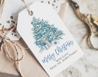 Printable Christmas Gift Tags in Aqua Blue and Red Chevron - Etsy