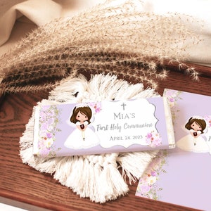 First Holy Communion Bookmark, Girl Printable Bookmark, Communion ...