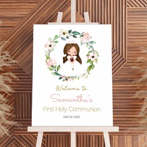 First Holy Communion Card, Girl First Holy Communion Invitation ...