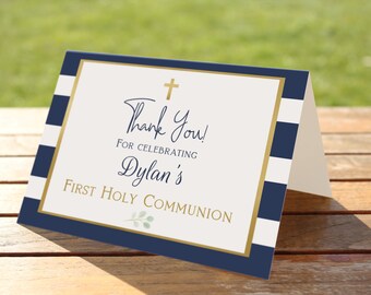 First Holy Communion Favor Stickers Custom First Communion Labels Blue ...